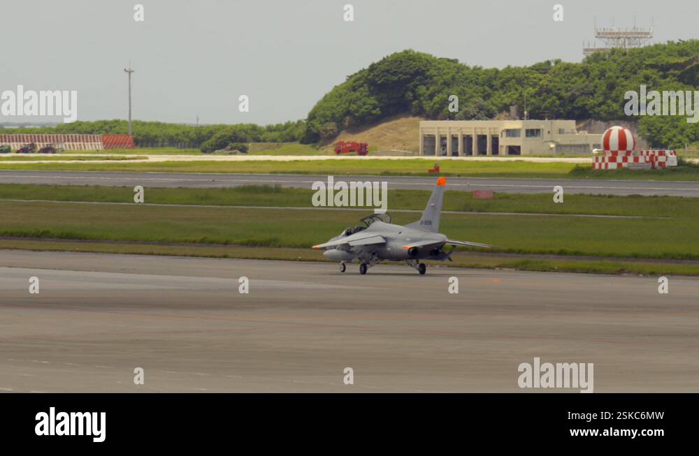 Open Military Jet on Landing track at Okinawa International Airport ...