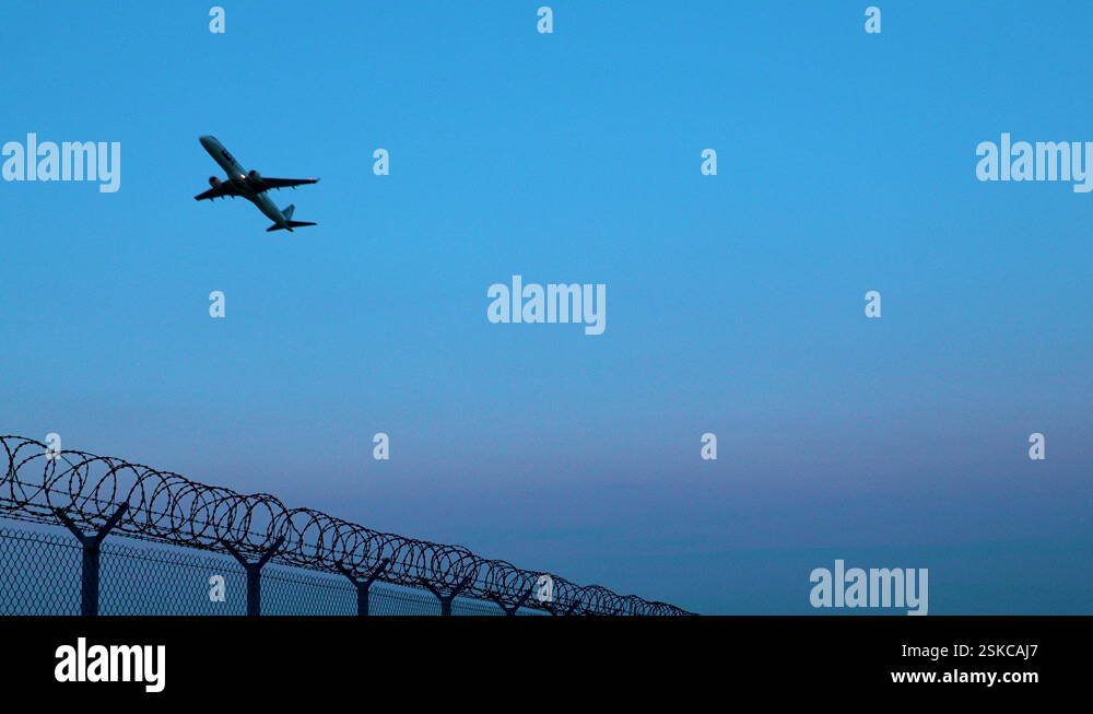 Plane Take Off Warsaw. Jumbo Jet Airplane Dreamliner taking off In ...