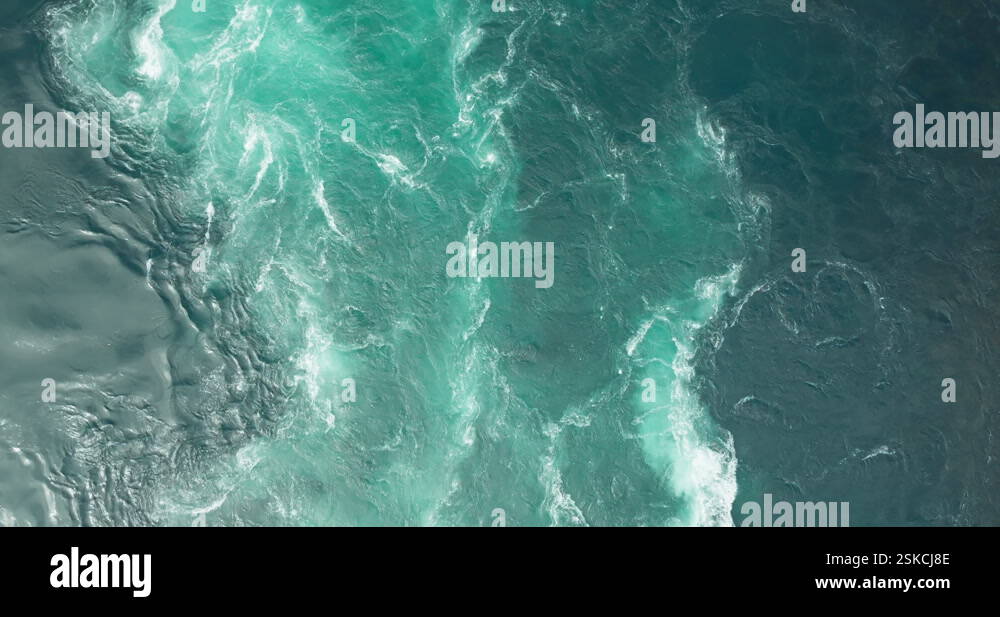 Strong currents in worlds largest tidal maelstrom Saltstraumen; drone ...
