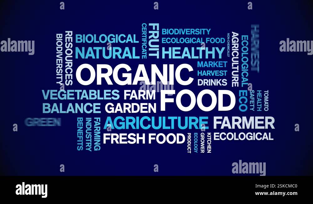 Organic Food animated word cloud,animation kinetic typography seamless ...