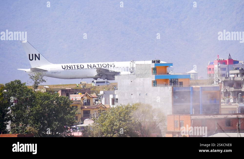 United Nations UN Airplane Taking off from Tribhuwan International ...