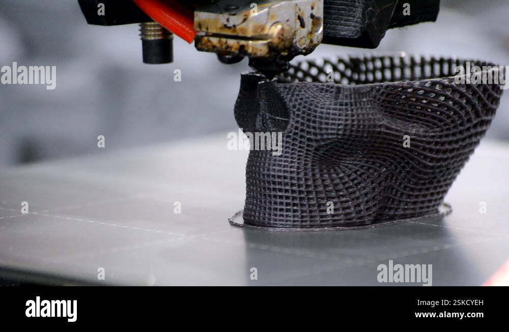 3D printer printing prototype human skull molten plastic Process ...