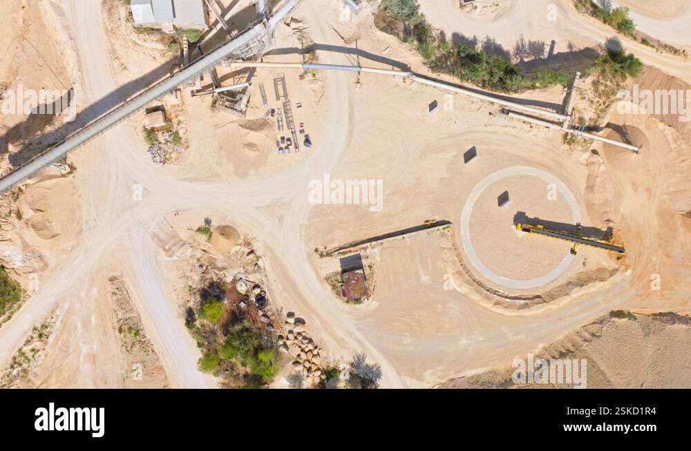Bird's Eye View Of Limestone Quarry With Machinery And Mining Equipment ...