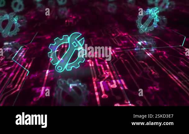Management setting gear maintenance and fixing symbol abstract cyber ...