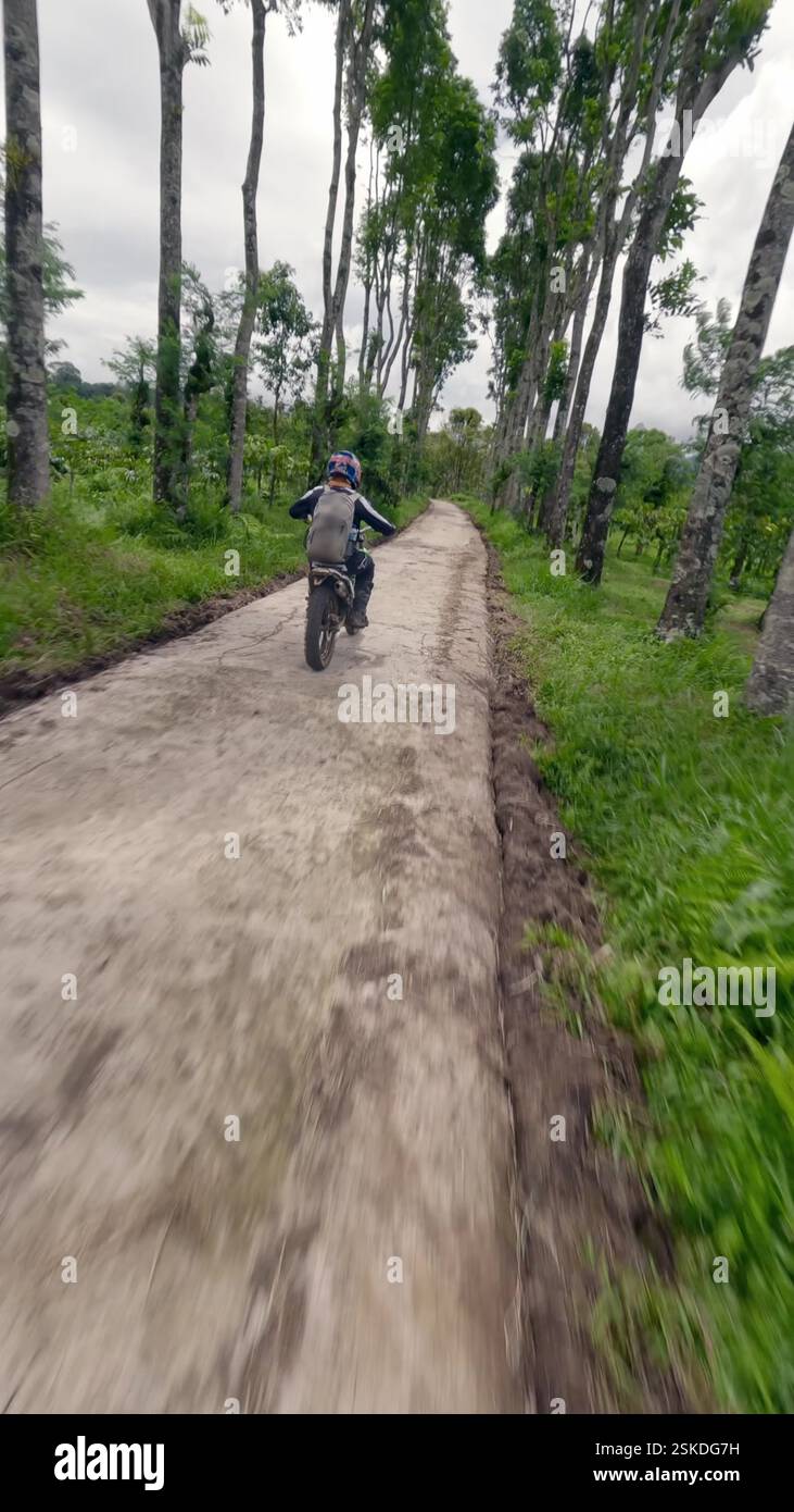 Vertical video. Enduro motorcycle biker speed riding race on path ...