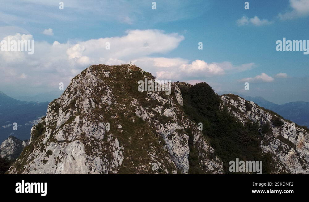 Drone turning around Canzo's Horns aka Corni di Canzo in Lake Como ...