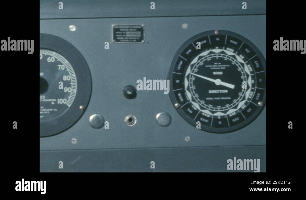 1960s: Needles on wind speed and direction gauges move. Needle on dew ...