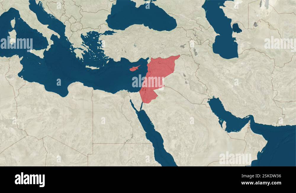 Zoom in to the map of Levant countries, textless Stock Video Footage ...