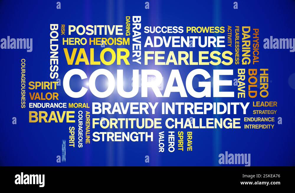 Courage animated word cloud,animation tag text kinetic typography ...