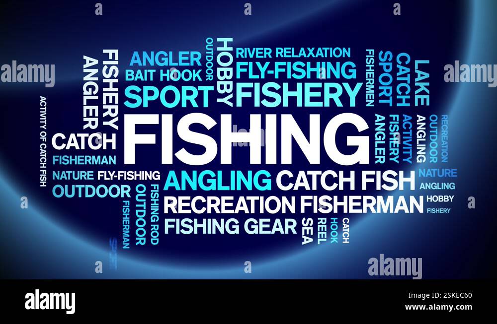 Fishing animated word cloud,animation tag text kinetic typography ...