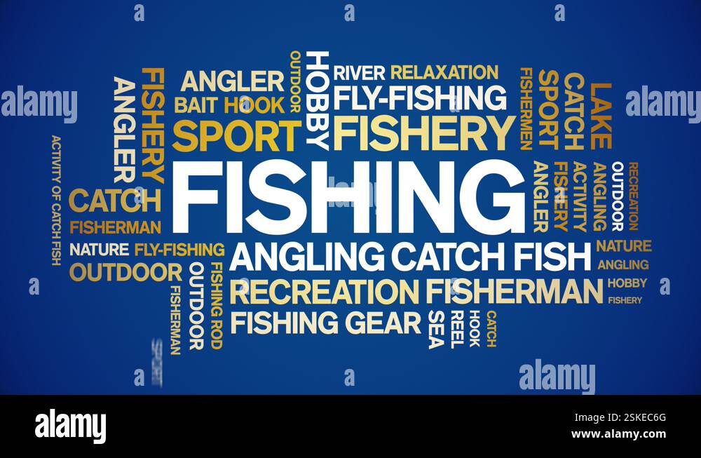 Fishing animated word cloud,animation tag text kinetic typography ...