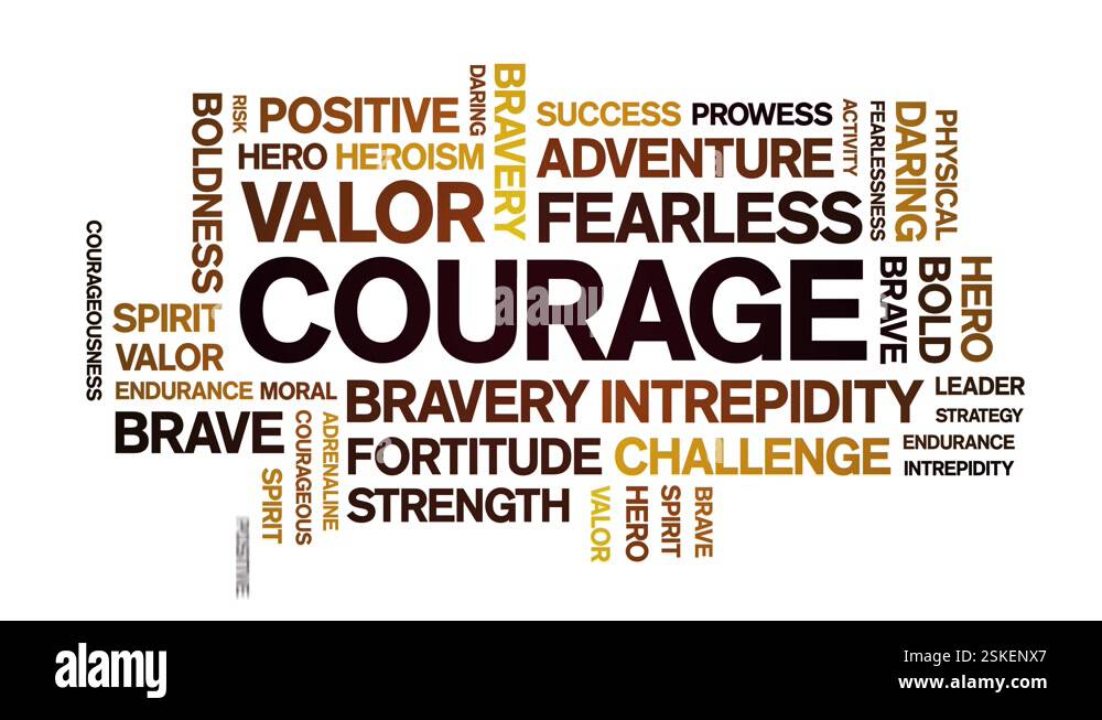 Courage animated word cloud,animation tag text kinetic typography ...