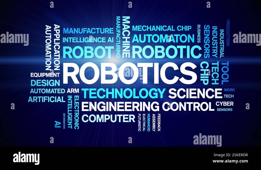 Robotics animated word cloud,animation text kinetic typography seamless ...