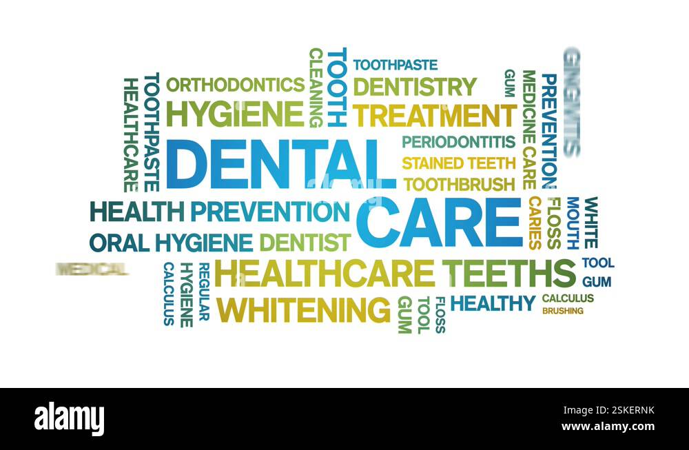 Dental Care animated word cloud,animation kinetic typography seamless ...