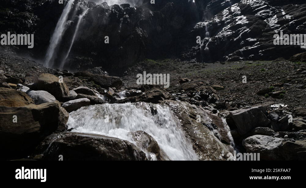 The Gavarnie waterfall, Cirque de Gavarnie,Hautes Pyrenees,France Stock ...