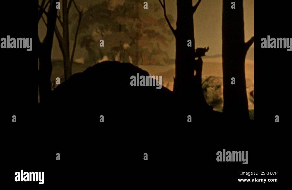 1960s: Puppet show. Pied Piper leads rats through forest Stock Video ...