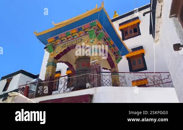 Spituk Monastery with a view of the Himalayas mountains. Spituk Gompa ...