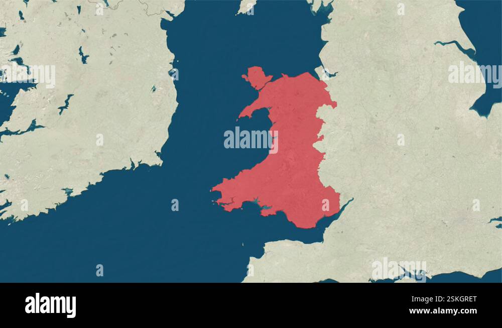 Zoom in to the map of Wales with text, textless Stock Video Footage - Alamy