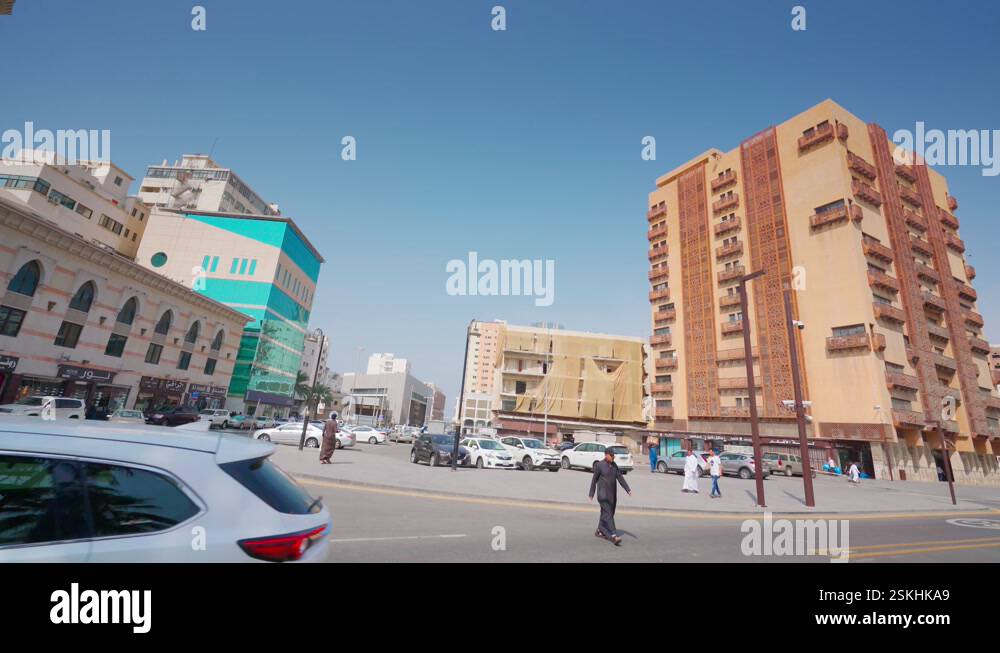 4k, panoramic views of the streets of the old city of Jeddah, Saudi ...
