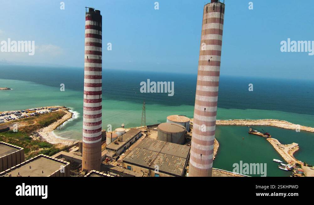FPV Flying Between Large Columns Of Smoke Pipe Thermal Power Plant On ...