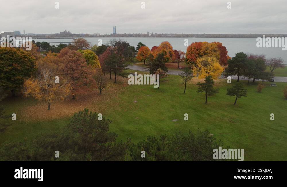 Trees In Fall Foliage At Lakefront Park In Niagara Region, Canada ...
