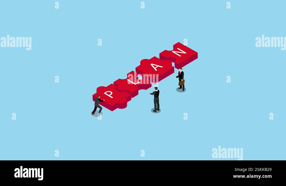 Business leader and staff making a plan cartoon animation in 4K UHD ...