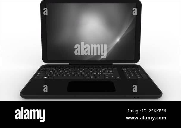 Videos. 3D illustration. The computer opens and downloads the files ...