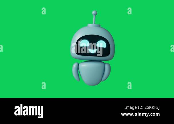 3D Robot with chat message. 3d rendering cute and small artificial intelligence personal ...