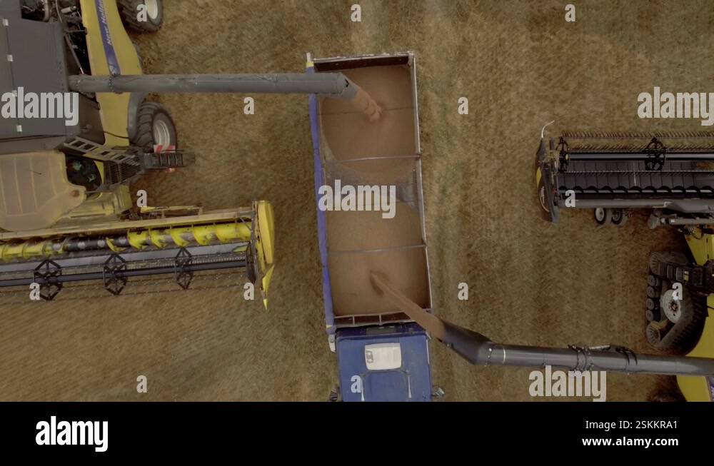 Combine harvesters unloading wheat Stock Videos & Footage - HD and 4K ...