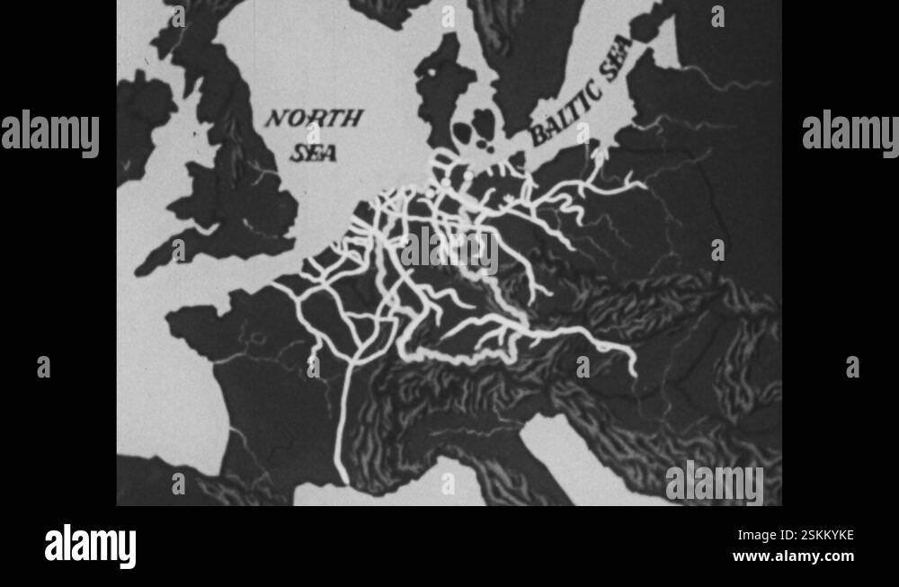 1950s: map showing West Germany's proximity to water and countries ...