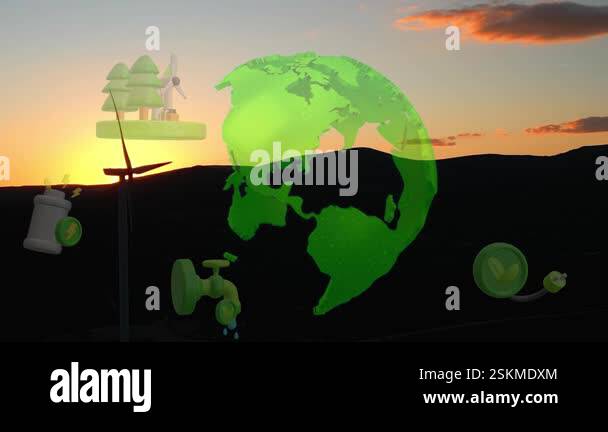 Alternative Energy. Wind farm. Aerial view of horizontal-axis wind ...