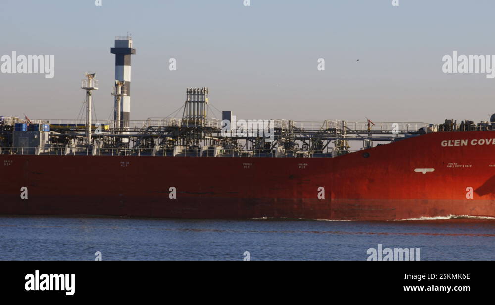 Chemical and oil tanker ship leaves the port of Rotterdam at Hook of Holland Stock Video Footage ...