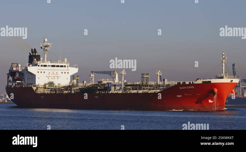 Chemical and oil tanker ship leaves the port of Rotterdam at Hook of Holland Stock Video Footage ...