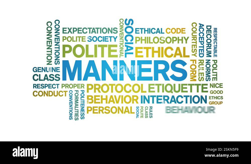 Manners animated word cloud,animation text kinetic typography seamless ...