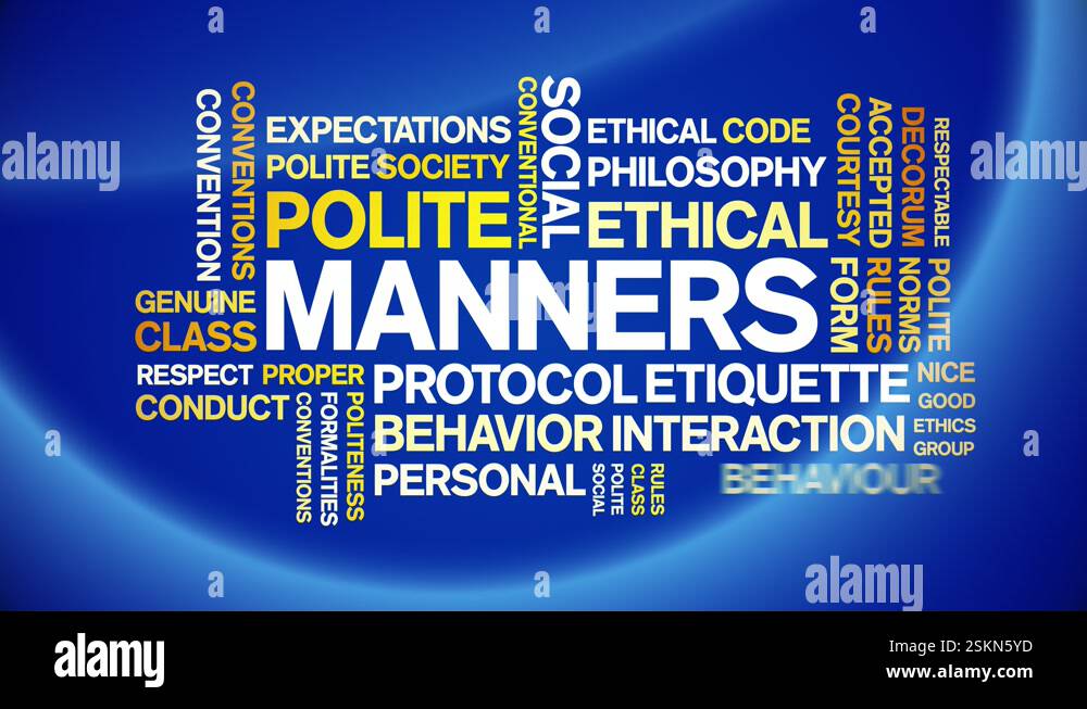 Manners animated word cloud,animation text kinetic typography seamless ...