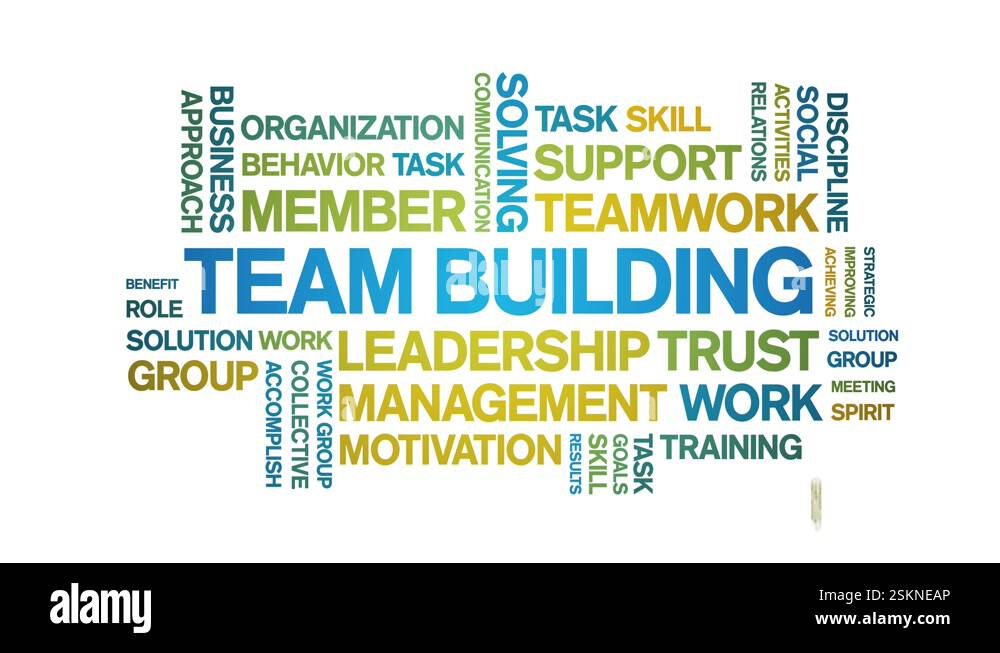 Team Building animated word cloud,animation kinetic typography seamless ...
