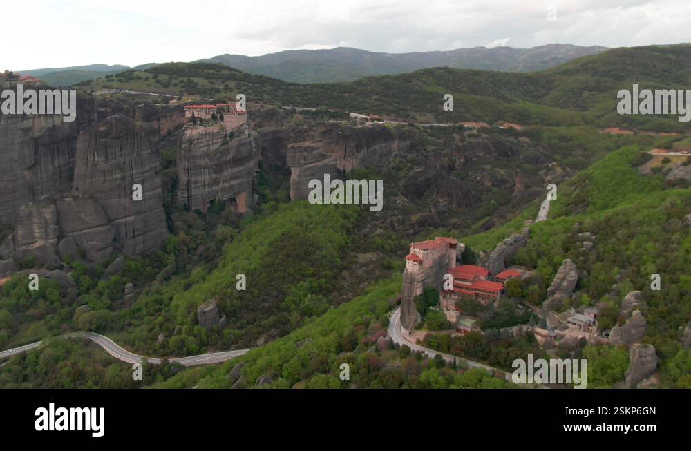 Meteora (Floating Monasteries) Built On Monolithic Rock Pillars In ...