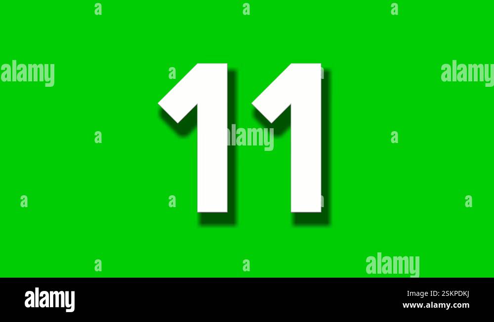 Number 11 eleven cartoon animation on green screen background,4k ...