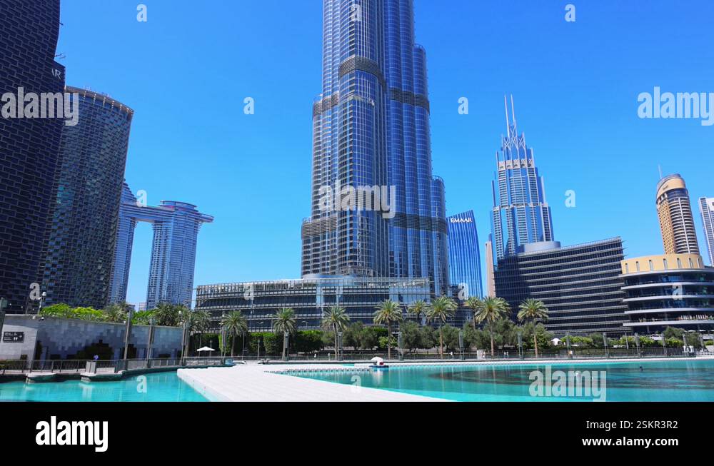 Dubai, landmark Burj Khalifa skyscraper the tallest building in the world Stock Video Footage ...