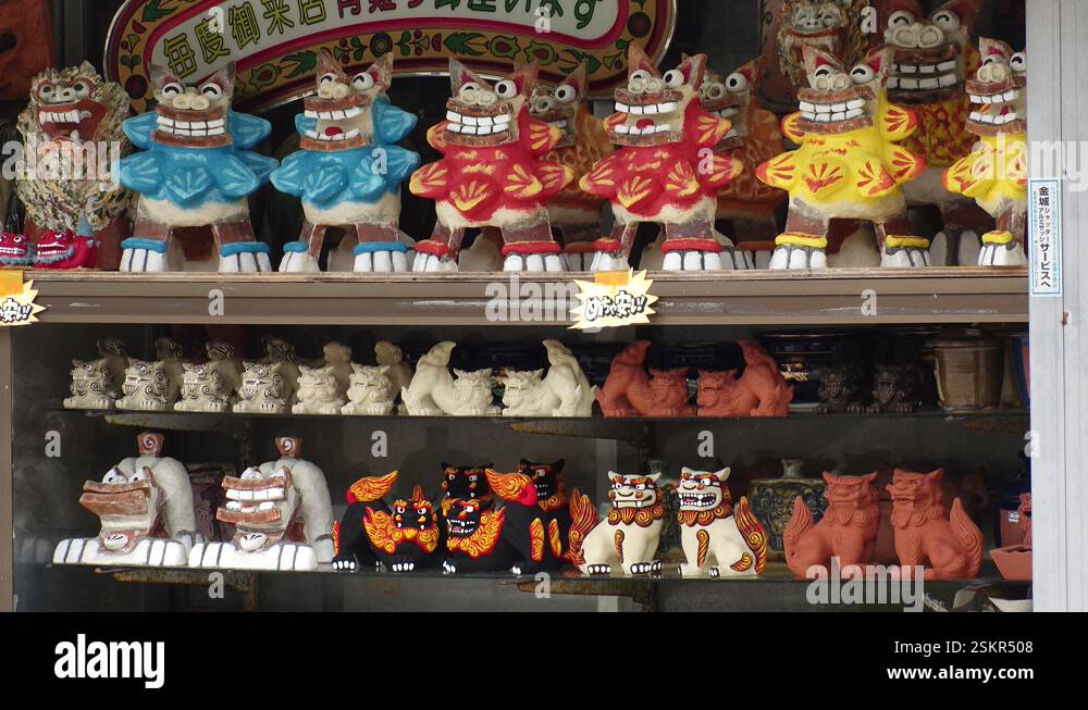 NAHA, OKINAWA, JAPAN : Lion Dog statue (Shisa) sold at the souvenir ...