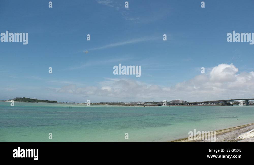OKINAWA, JAPAN : Senaga island beach and airplane in daytime Stock ...