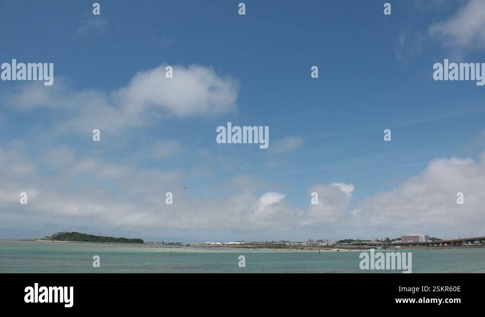 OKINAWA, JAPAN : Senaga island beach and airplane in daytime Stock ...