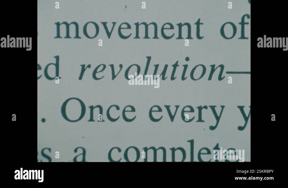 1960s: Text appears on page of book. The word revolution appears in italics in Stock Video ...