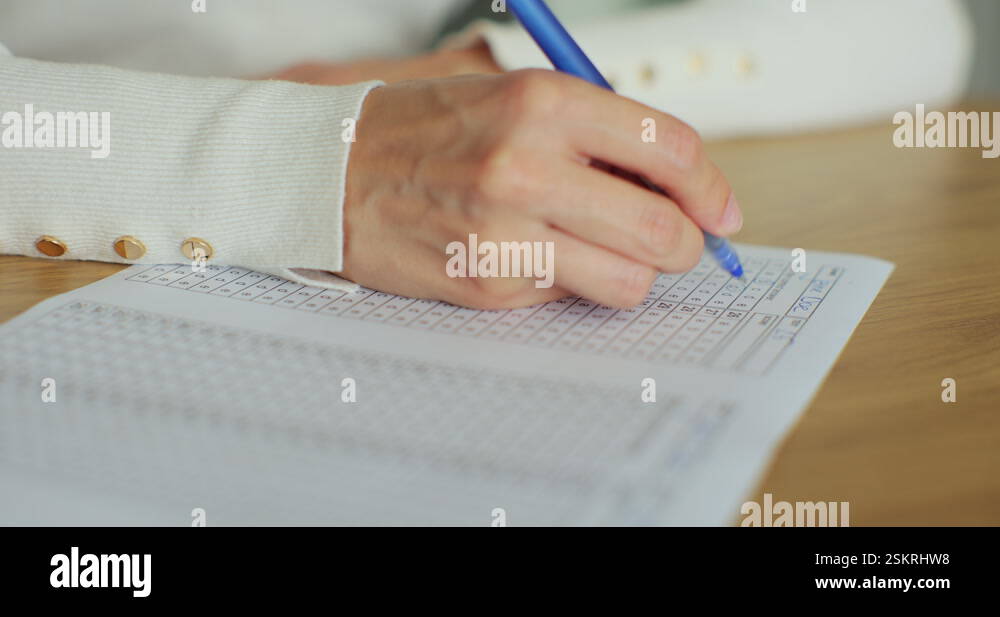 Student write educational test english exam studying in university ...