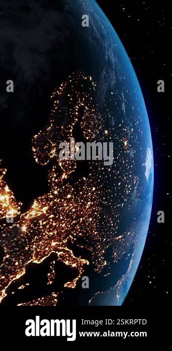 Planet earth 3D orbital animation with realistic geography surface and ...