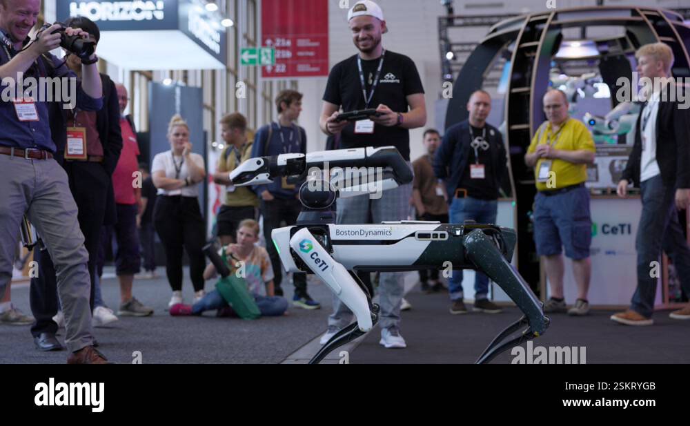 Boston Dynamics walking robot dog, with a robotic arm on its body Stock ...