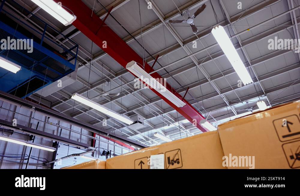 A Broken Flickering Fluorescent Tube Light Bulb Malfunctions inside a ...