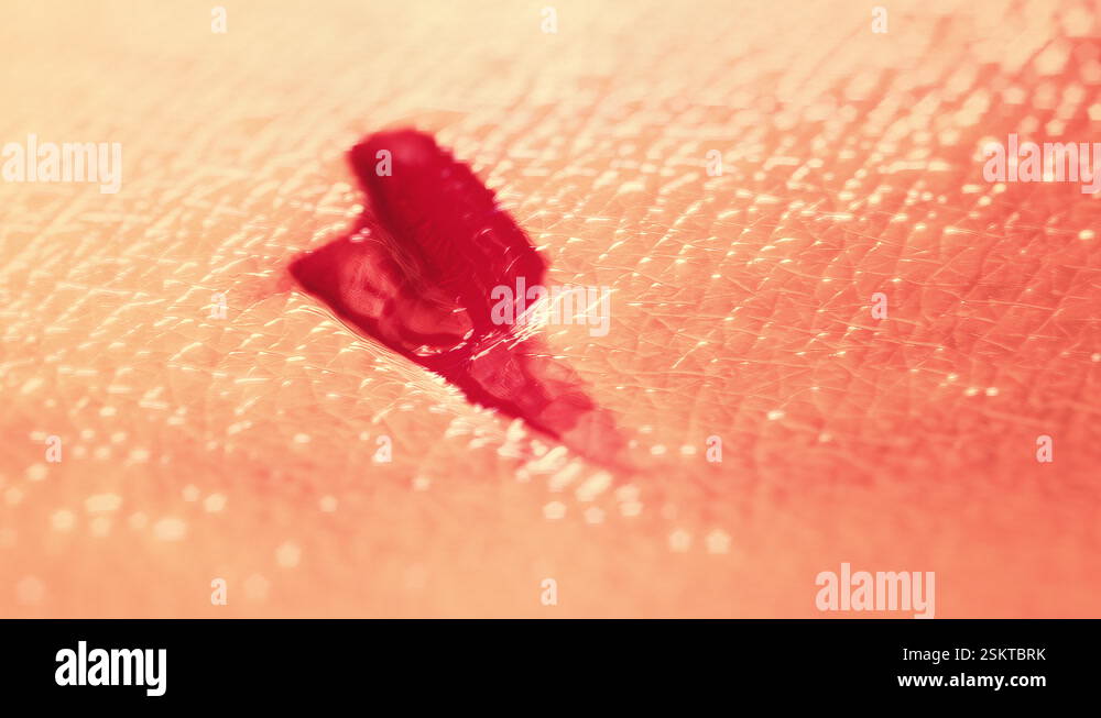 Skin Scar Regeneration. 3D Render - The wound with blood heals and ...