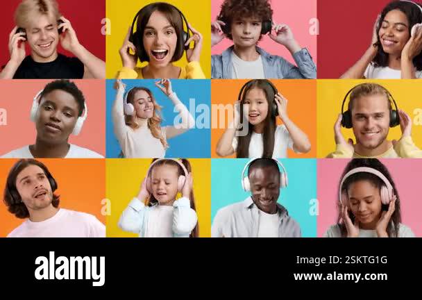 Collage people listening sounds Stock Videos & Footage - HD and 4K ...
