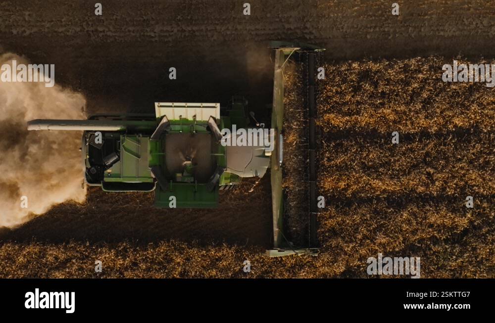 John Deere grain harvester at work. Combine harvester with straw ...